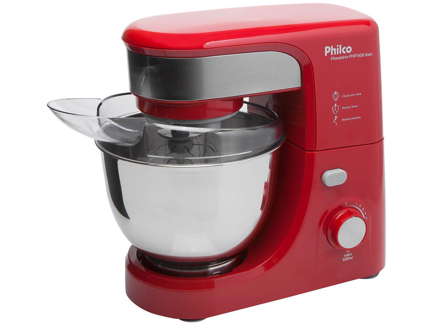 Batedeira Planetária Philco Vermelha 500W - PHP500 Turbo 12 Velocidades - Batedeira Planetária ...