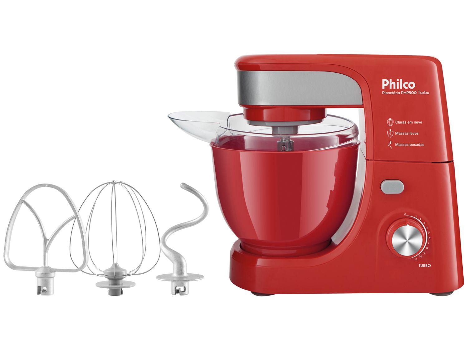 Batedeira Planetária Philco Vermelha 500W Turbo PHP500V 11 Velocidades