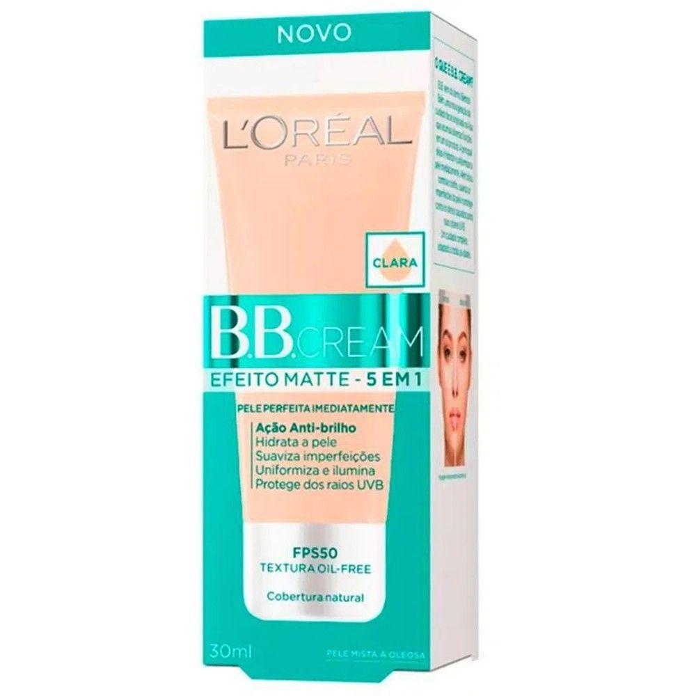 BB Cream FPS 50 Efeito Matte 5 em 1 L'oréal Clara 30ml - BB Cream - Magazine Luiza