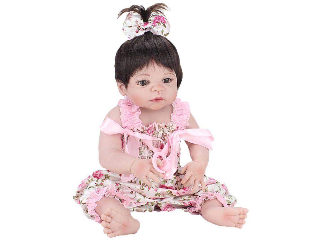 Bebê Reborn Pink Flower Laura Baby 45cm com Acessórios