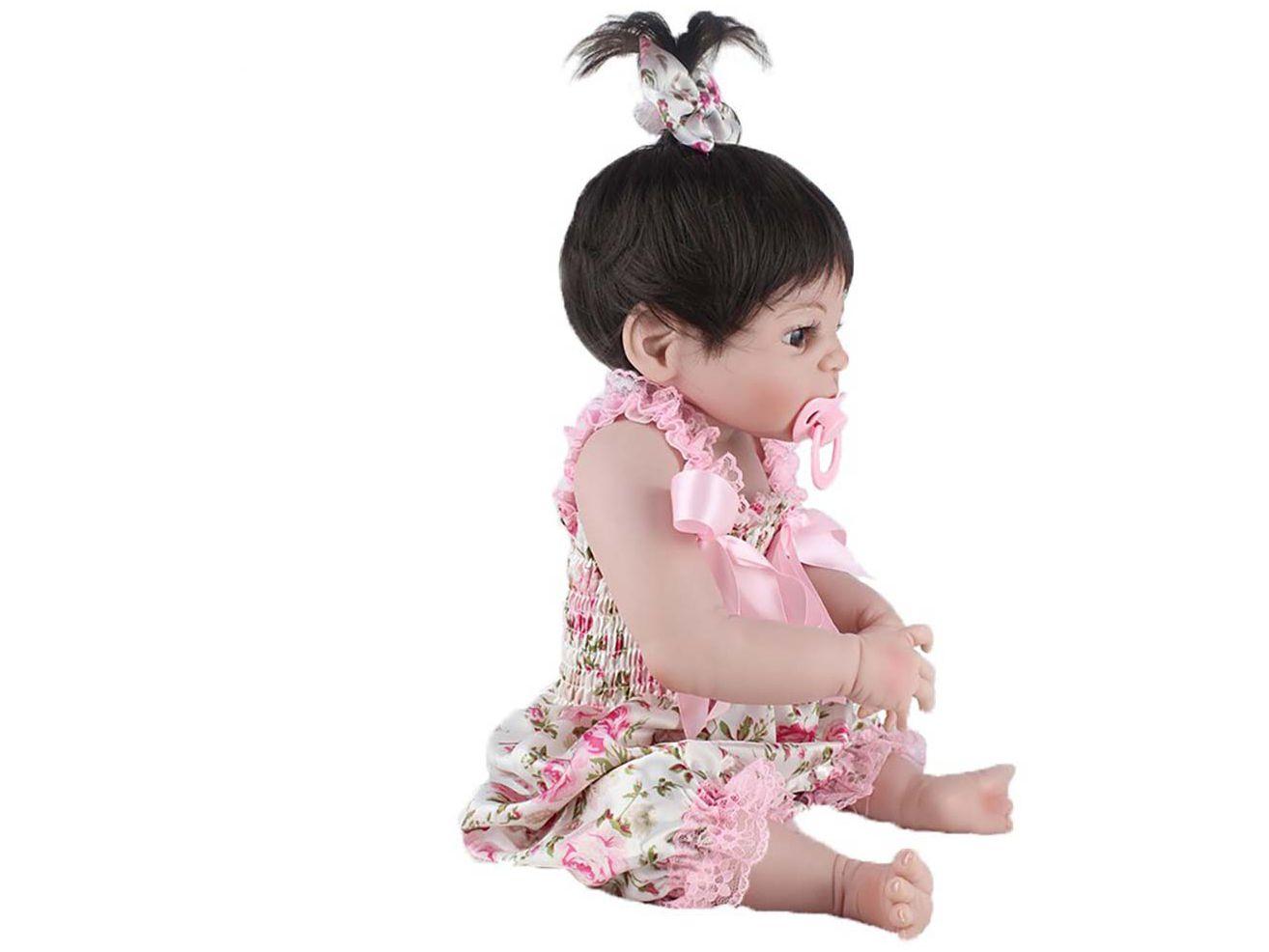 Bebê Reborn Pink Flower Laura Baby 45cm com Acessórios