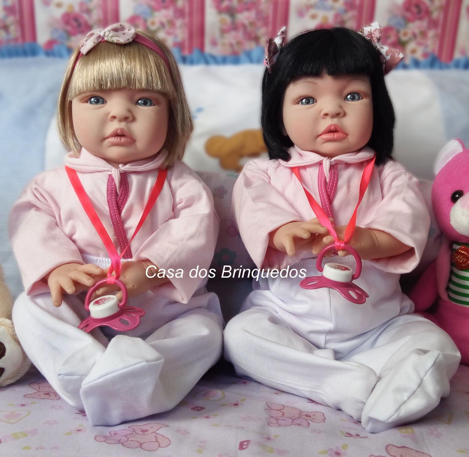 Bebês 2 Bonecas Realista Real Verdade Reborn Gêmeas - Bonecas ...