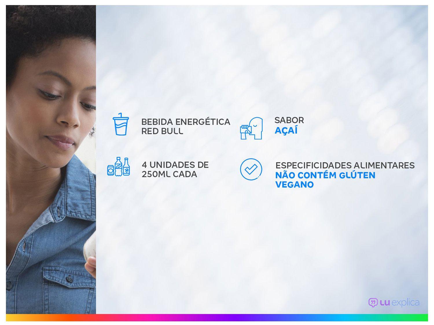 Bebida Energética Red Bull Açaí 250ml 4 Unidades