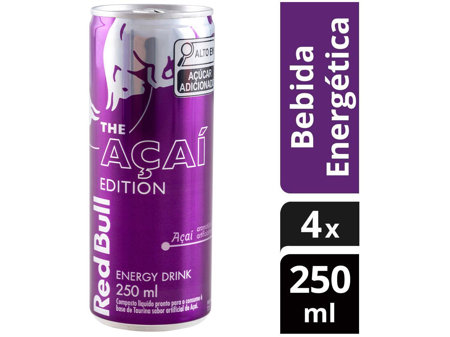 Bebida Energética Red Bull Açaí 250ml 4 Unidades
