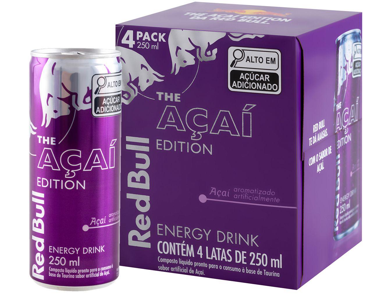 Bebida Energética Red Bull Açaí 250ml 4 Unidades