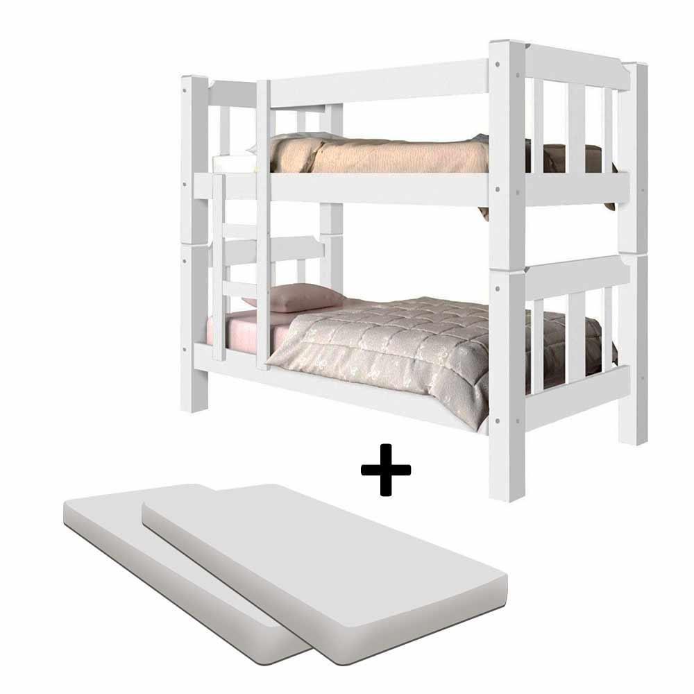 Beliche Simples MDF Com 2 Colchões Branco Basoto - Beliche e Treliche ...