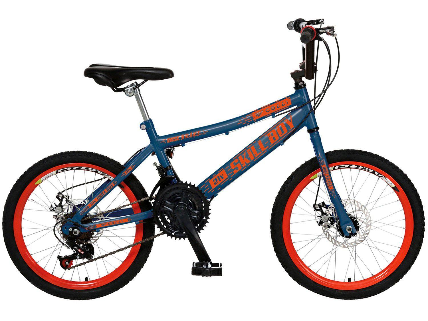 Bicicleta Aro 20 Mountain Bike Colli Skill Boy Freio a Disco 21 Marchas