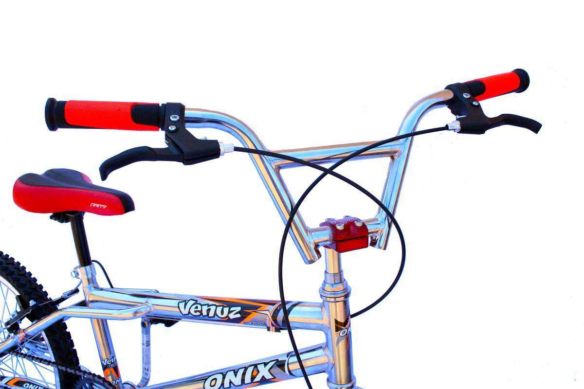 Bicicleta aro 20 onix cross cromada com aero e selim na cor vermelho ...
