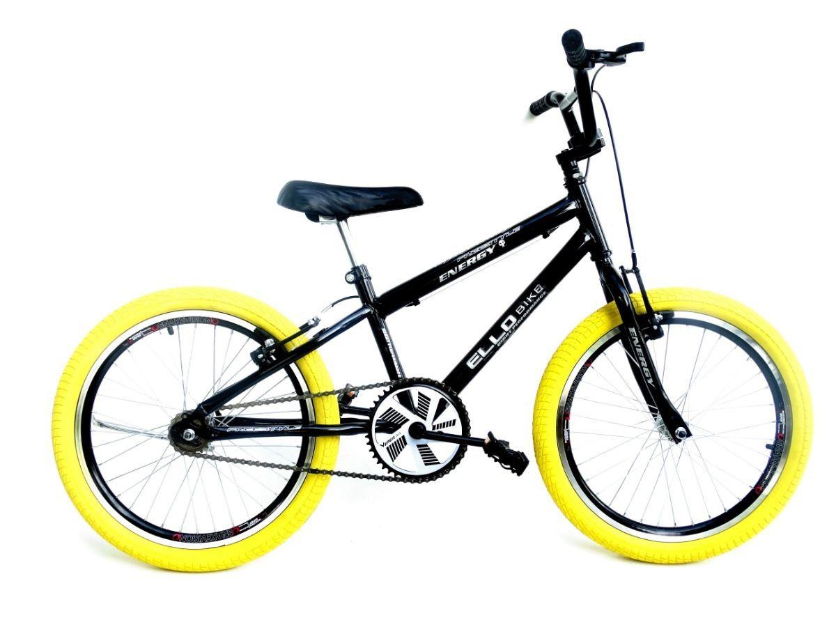 Bicicleta Aro 20 Tipo Cross Free Style Bmx Preta/Amarelo - Ello Bike ...