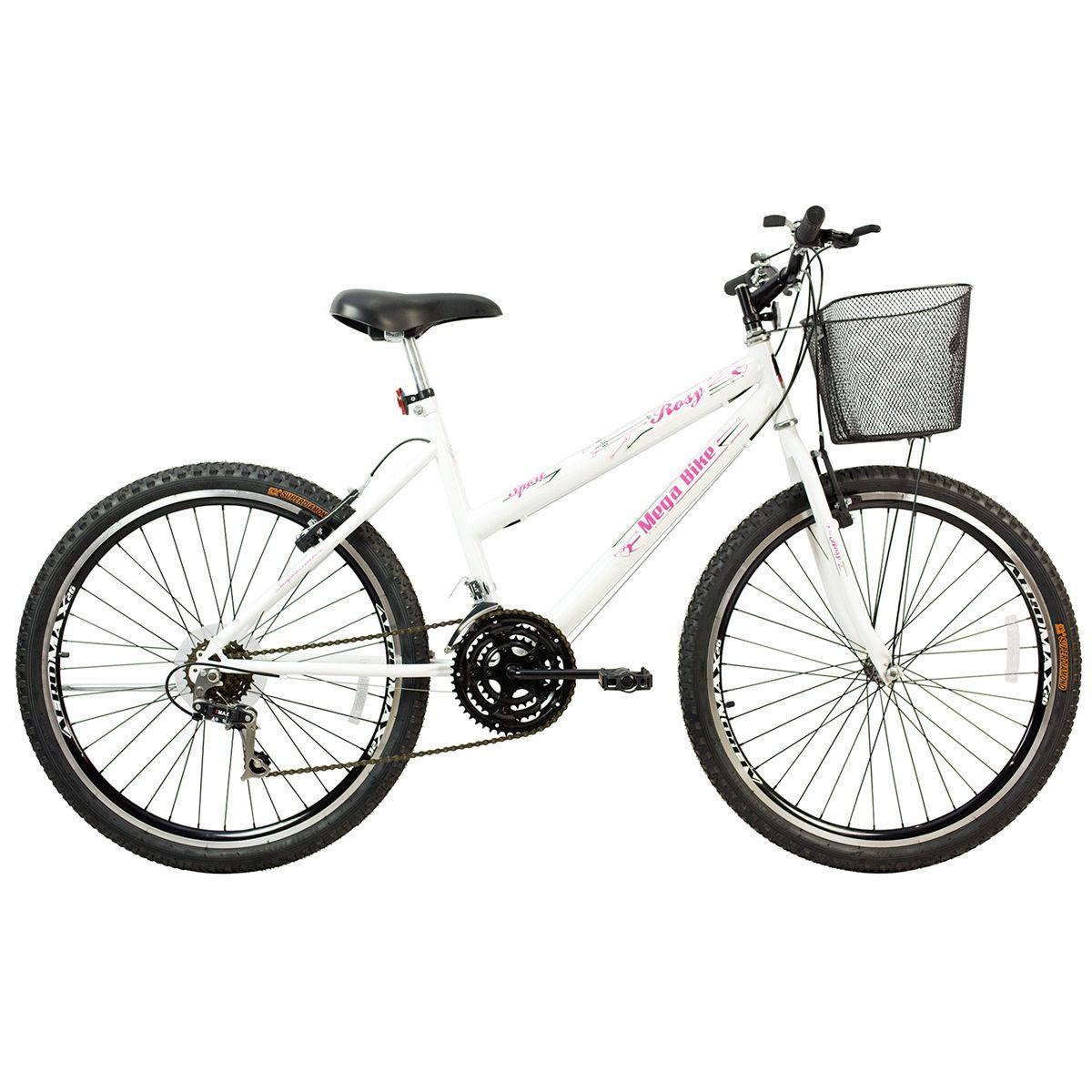 Bicicleta Aro 26 Mega Bike Rosy Sport Gold 21 Marchas Branca ...