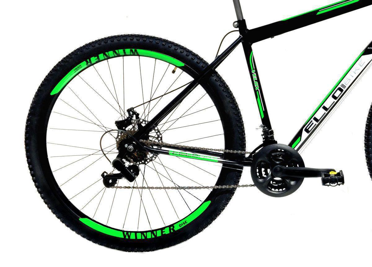 Bicicleta Aro 29 Freio a Disco 21M. Velox Preto/Verde - Ello Bike ...
