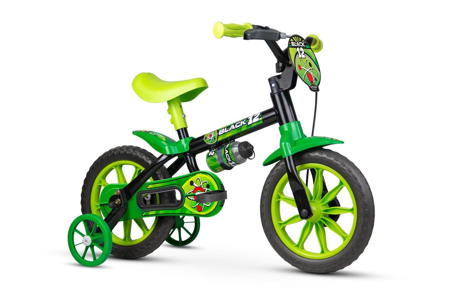 Bicicleta Infantil Aro 12 Com Rodinhas Menino Black12 - Nathor ...