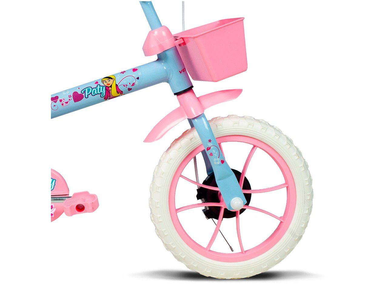 Bicicleta Infantil Aro 12 Verden Bikes Paty Azul Bebê e Rosa com Rodinhas