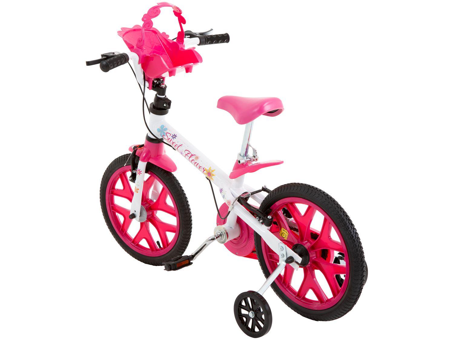 Bicicleta Infantil Aro 16 Bandeirantes Sweet Flower com Rodinhas
