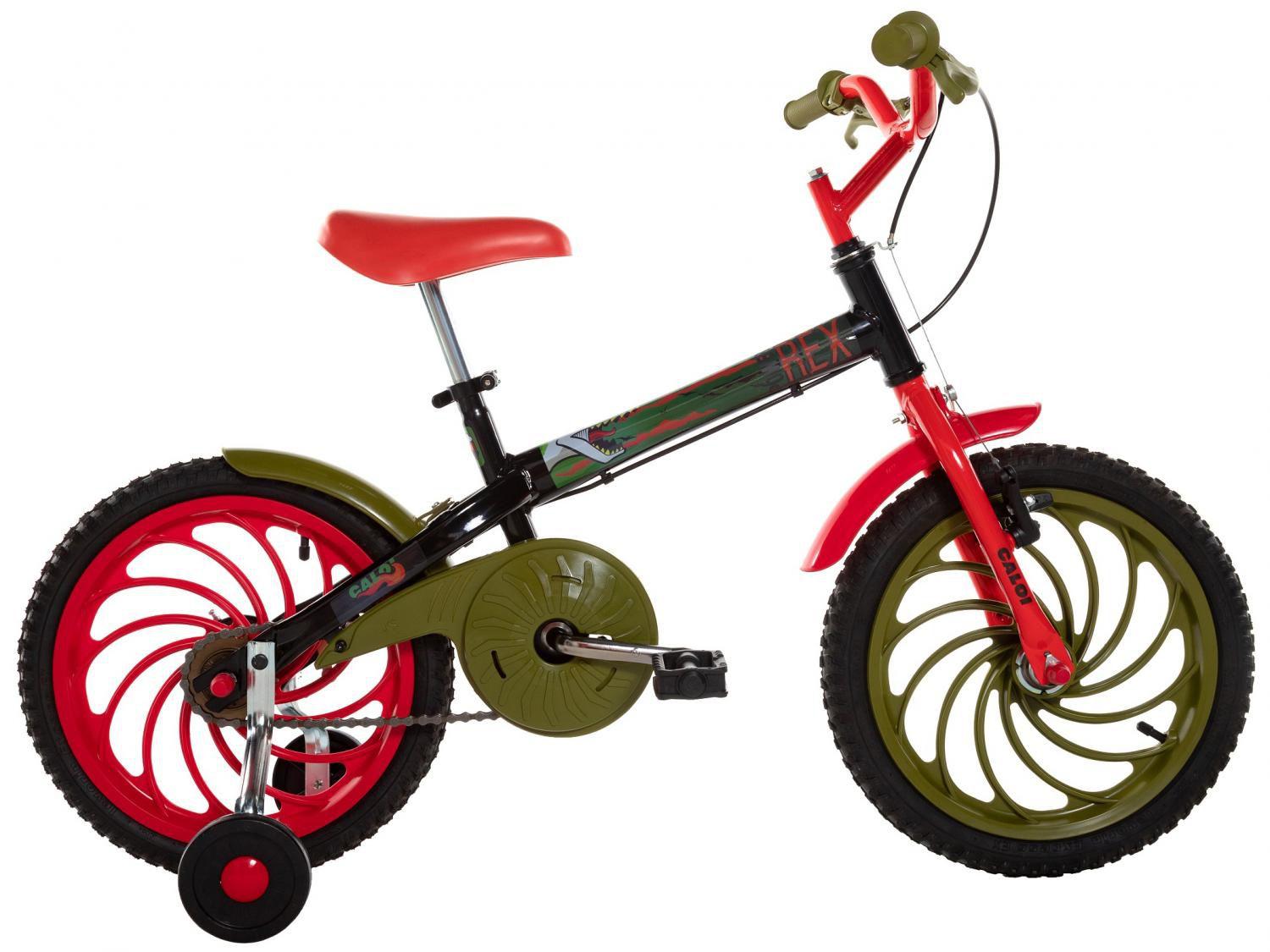 Bicicleta Infantil Aro 16 Caloi Rex Preta com Rodinhas
