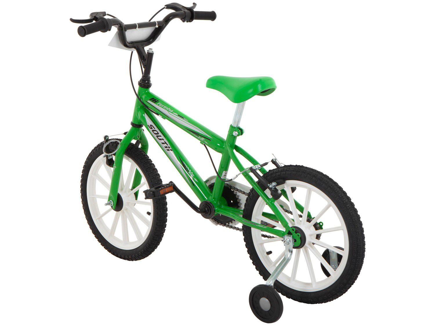 Bicicleta Infantil Aro 16 South Bike Ferinha Verde com Rodinhas Freio V ...