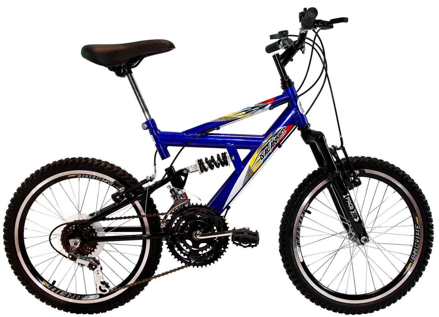 Bicicleta Infantil Aro 20 Dupla Suspensão 18 Marchas Azul Dalannio