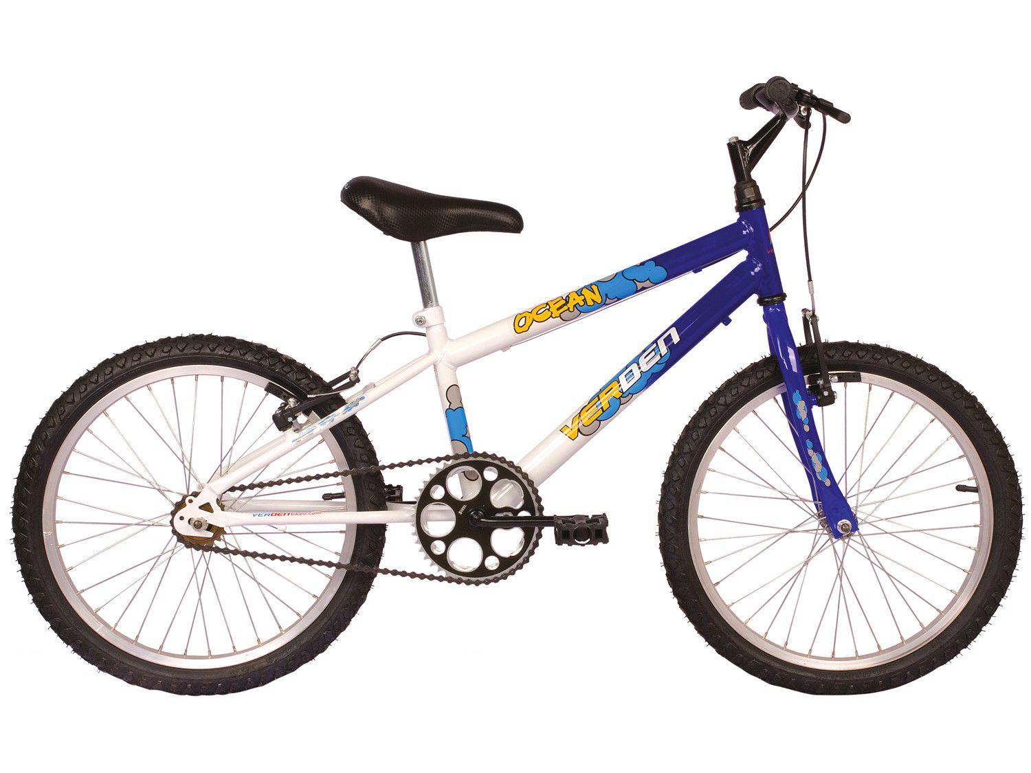 Bicicleta Infantil Aro 20 Verden Ocean Branca E Azul Freio V Brake