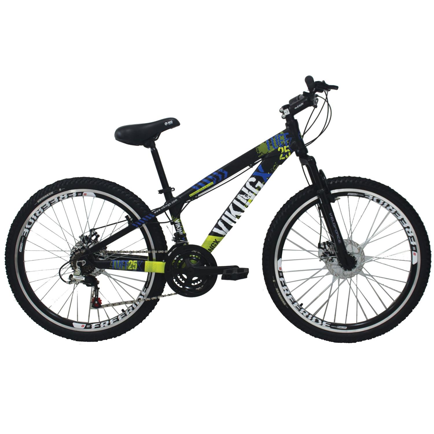 Bicicleta Viking X TUFF25 Freeride Aro 26 Freio a Disco 21V Cambios Shimano Preto Azul Vikingx ...