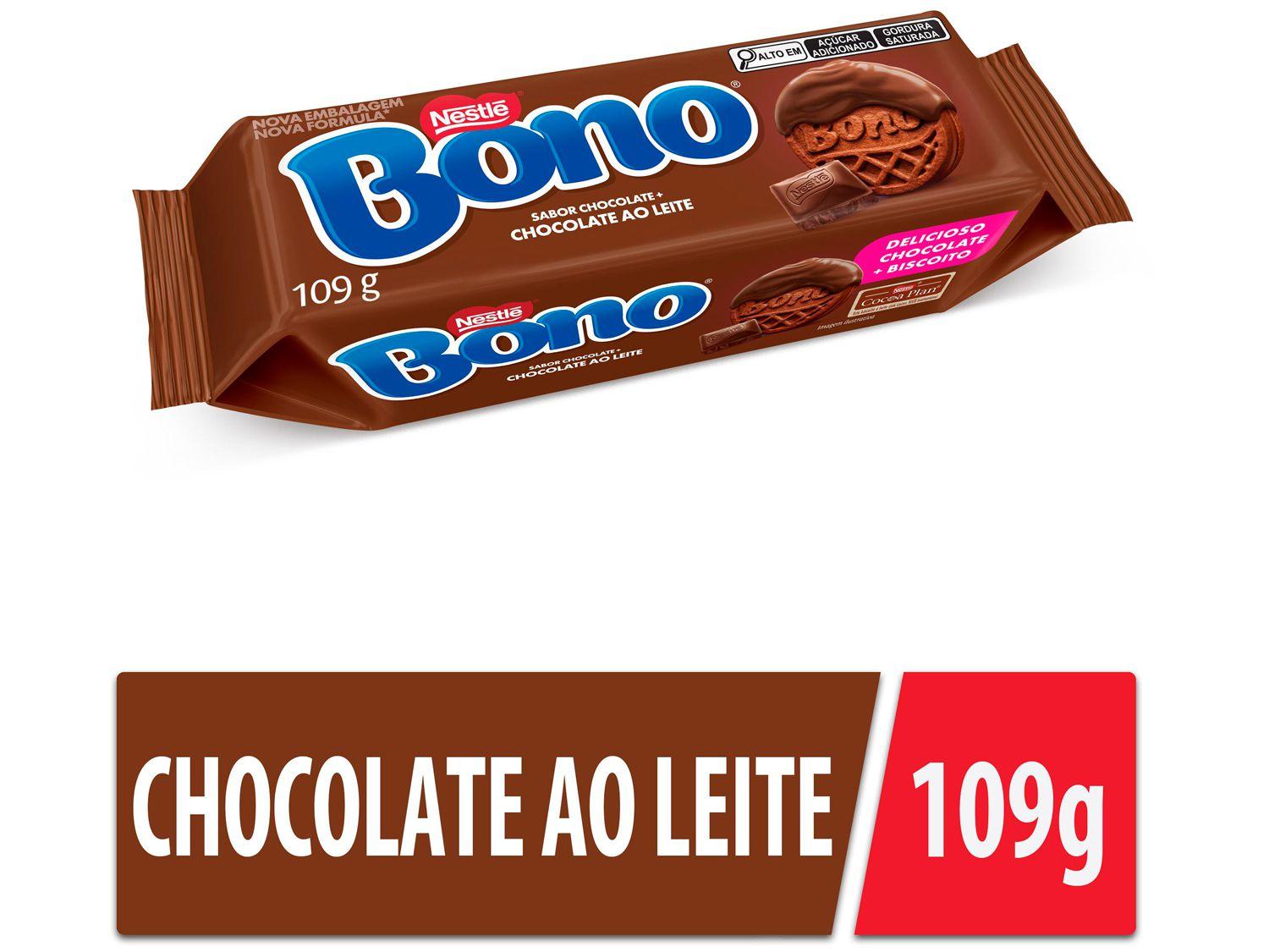 Biscoito Chocolate ao Leite Recheado Bono Nestlé 109g