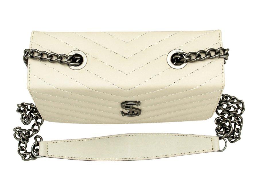 Bolsa Feminina Matelassê Clutch alça de corrente Florença Creme ...