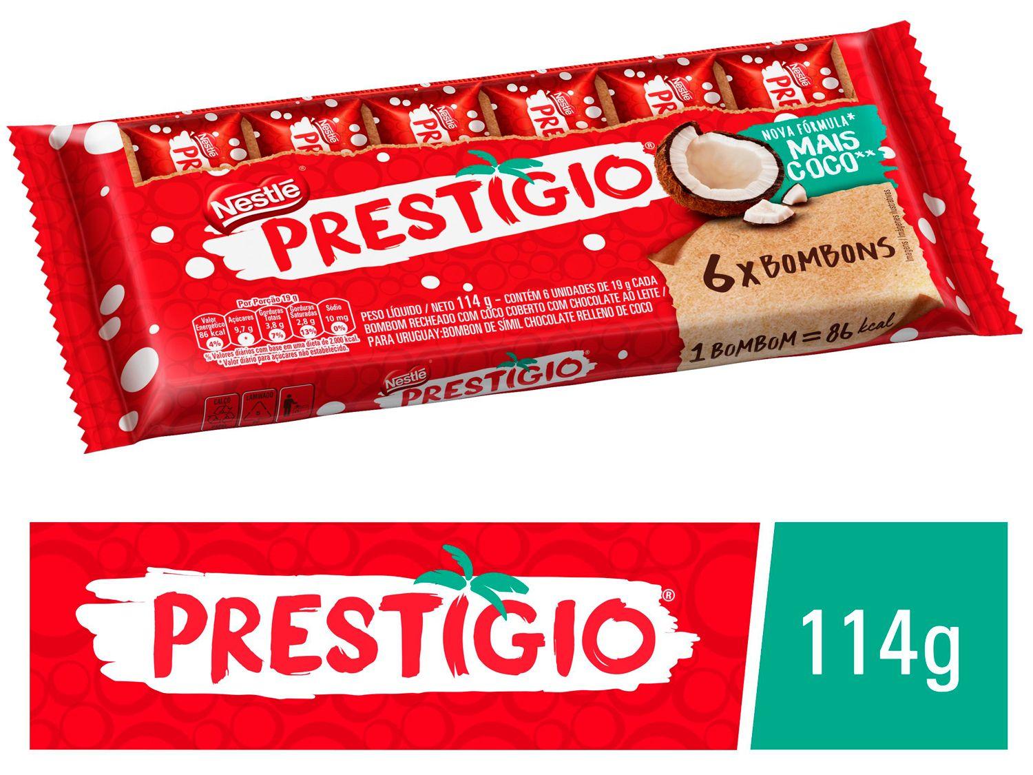 Bombom Prestígio Nestlé Chocolate ao Leite com Coco Recheado 114g 6 ...