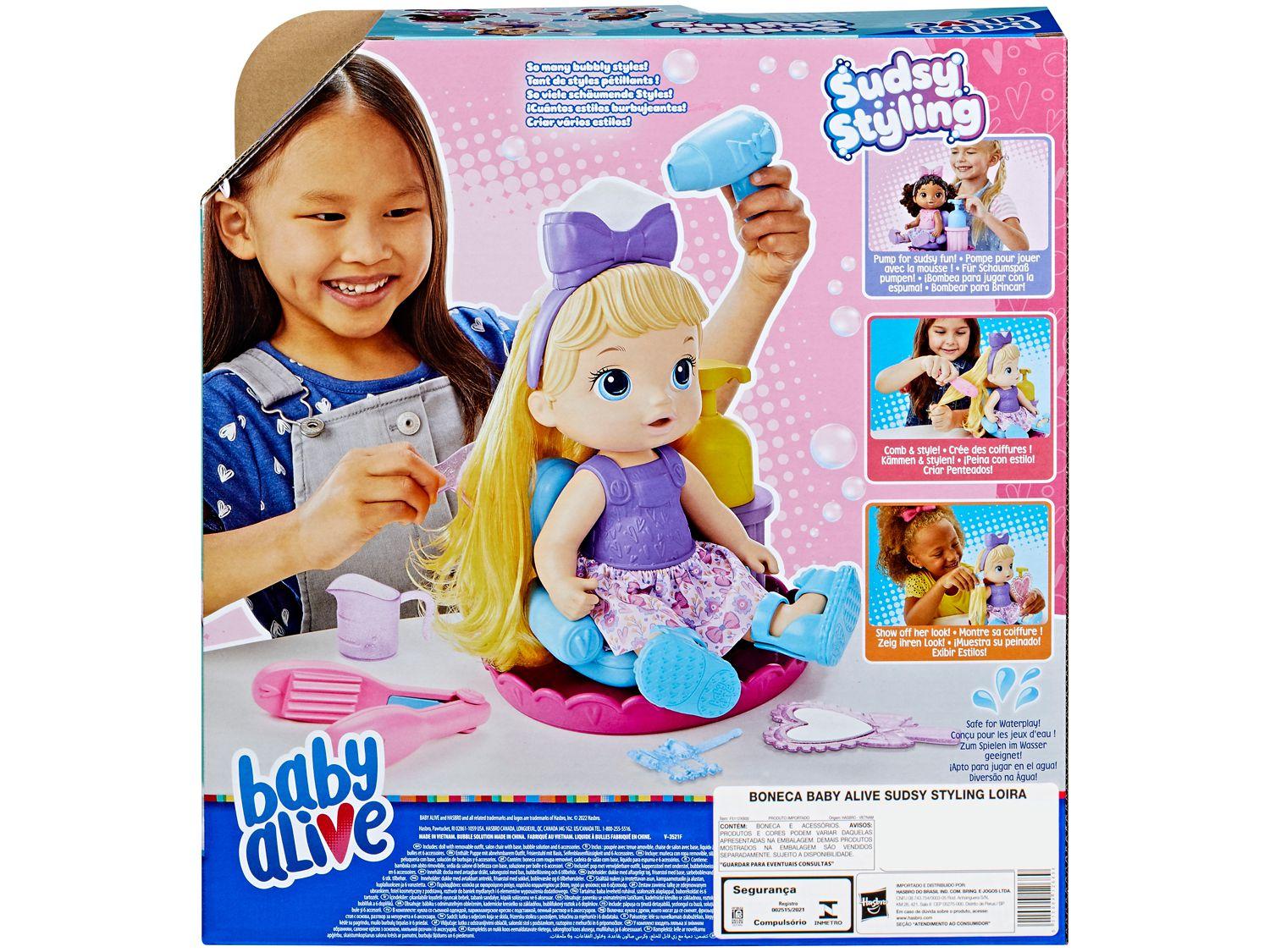 Boneca Baby Alive Sudsy Styling Loira com Acessórios Hasbro