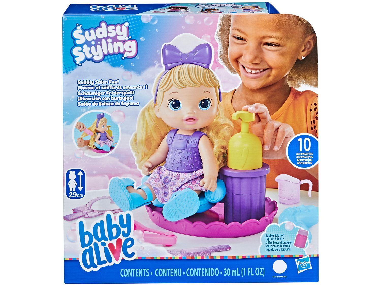 Boneca Baby Alive Sudsy Styling Loira com Acessórios Hasbro