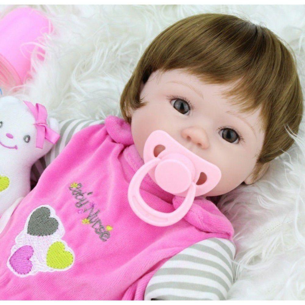 Boneca Bebê Reborn Silicone Larinha Olhos Castanhos - Store Doll ...