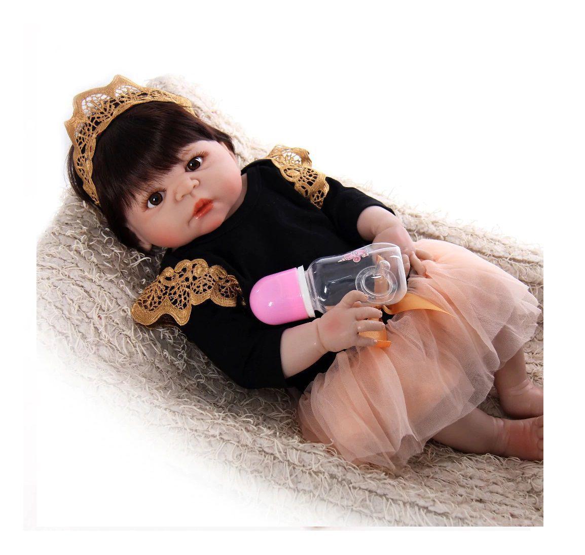 Boneca Bebe Reborn Vitória Princesa Silicone 55cm Dourada - Keiumi - Boneca Reborn - Magazine Luiza