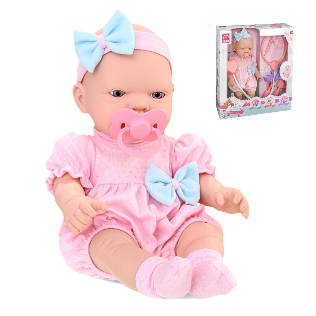 Boneca Menina C/ Acessórios Brinquedos Cuidados 34 Cm Roma Brinquedos ...