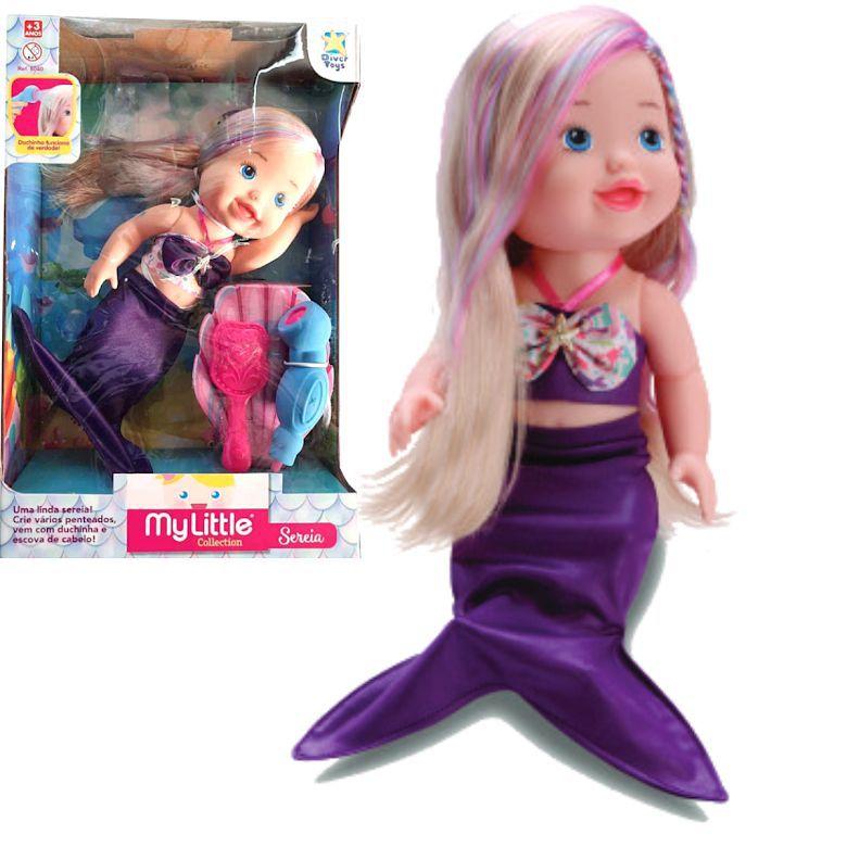 Boneca Sereia My Little Collection Roxa Com Ducha Divertoys - Bonecas ...