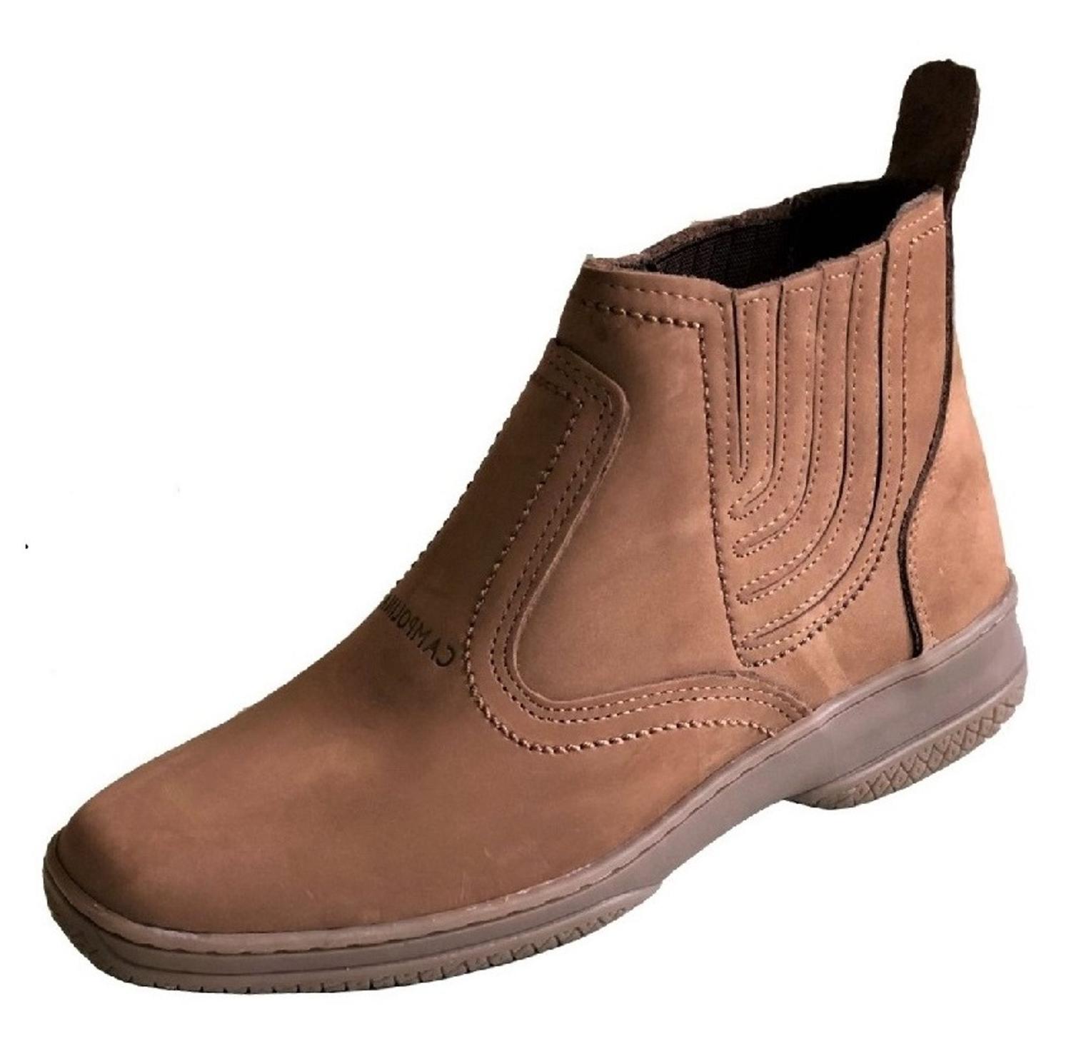 Botina adulto bota em couro botinha forrada solado borracha sola ...