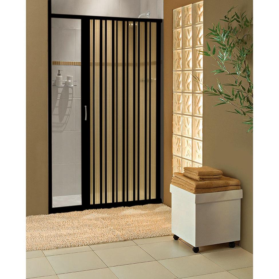 Box Sanfonado Em Pvc Preto 130X185 - Bcf - Box para Banheiro - Magazine ...