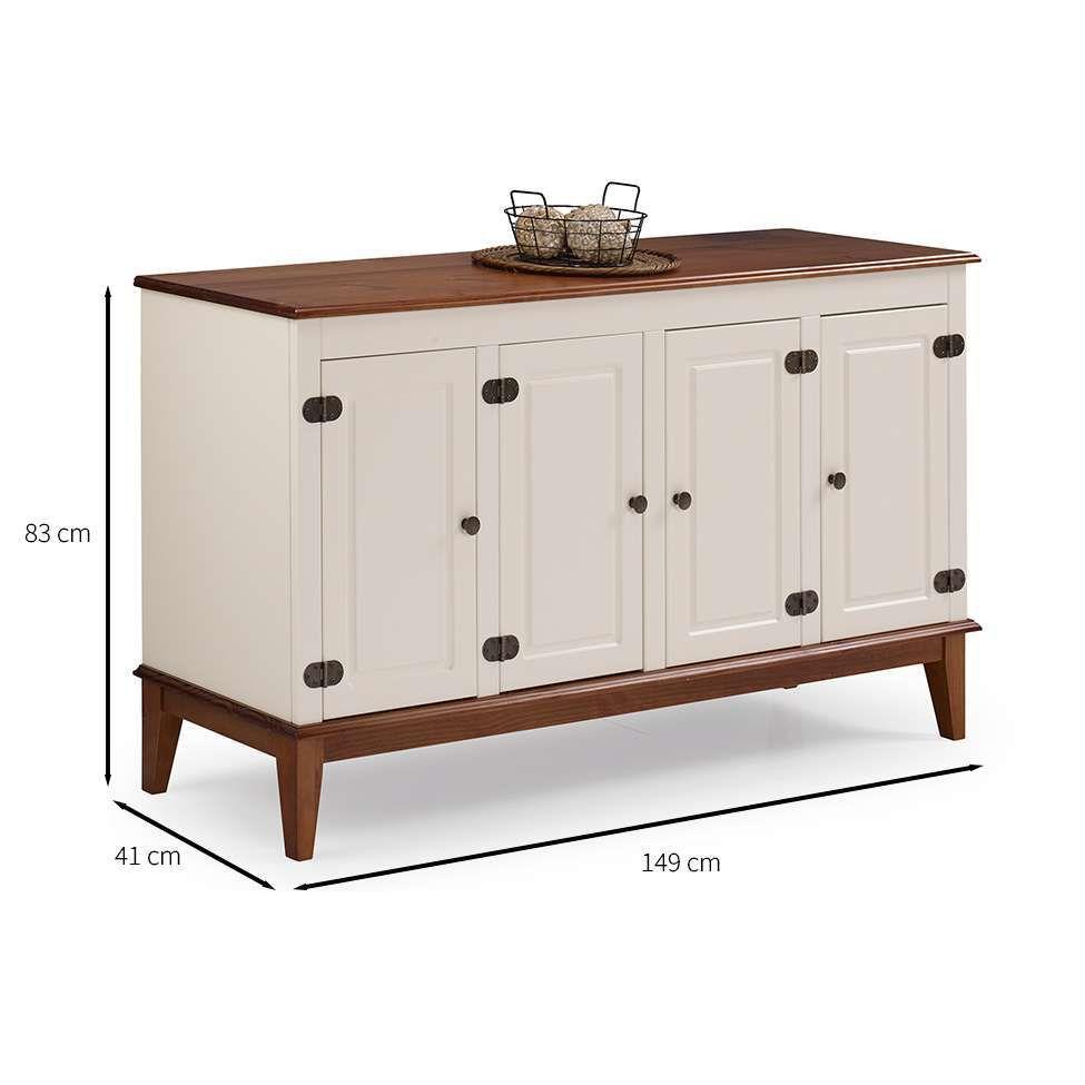 Buffet Roma 4 PT Amêndoa e Off White - Mafra - Buffet e Balcão para ...