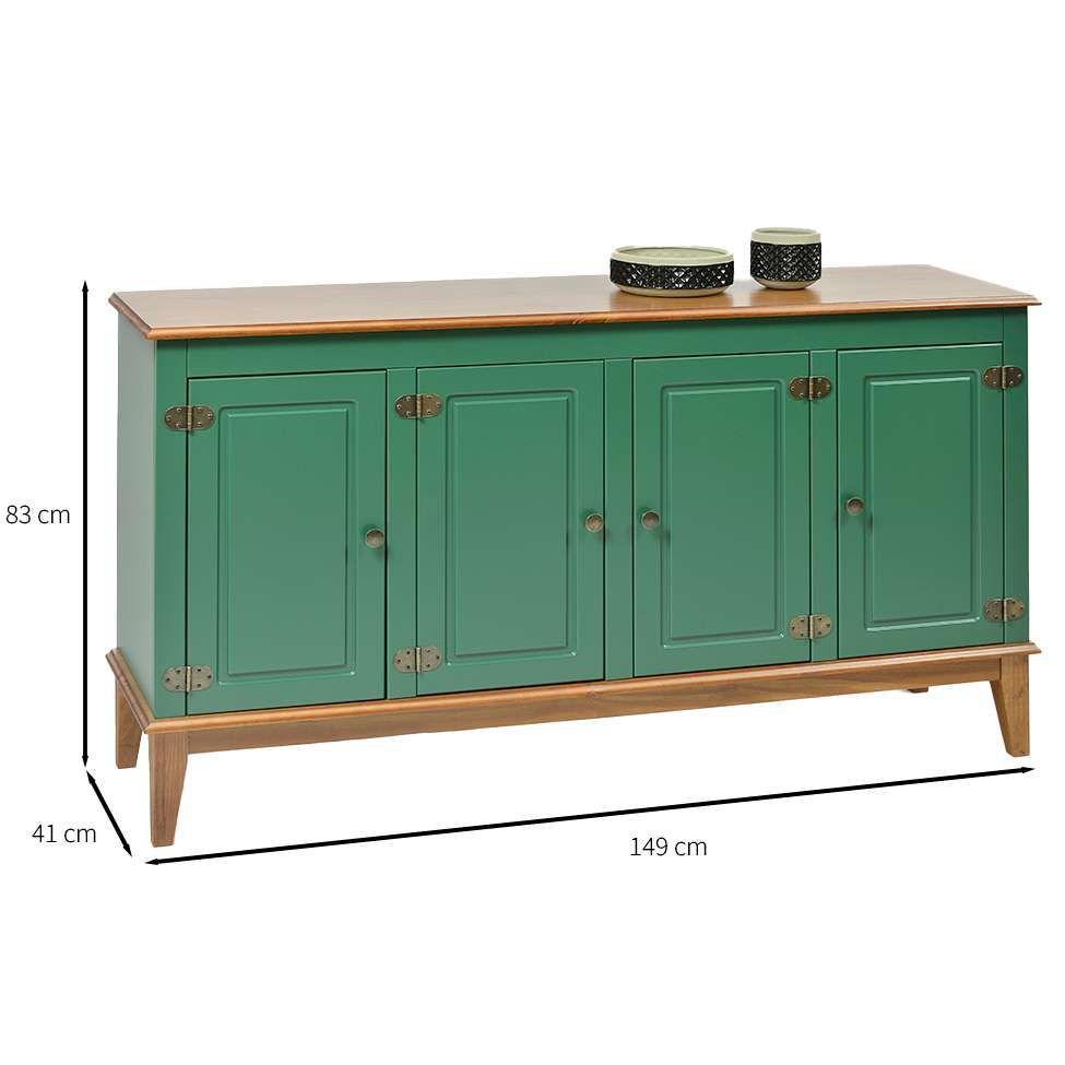 Buffet Roma 4 PT Amêndoa e Verde - Mafra - Buffet e Balcão para Sala de ...