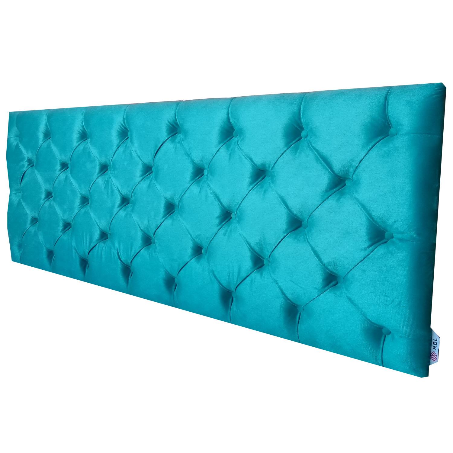 Cabeceira Capitone Solteiro Suede Liso Turquesa 90 x 60 Rbl - Cabeceira ...