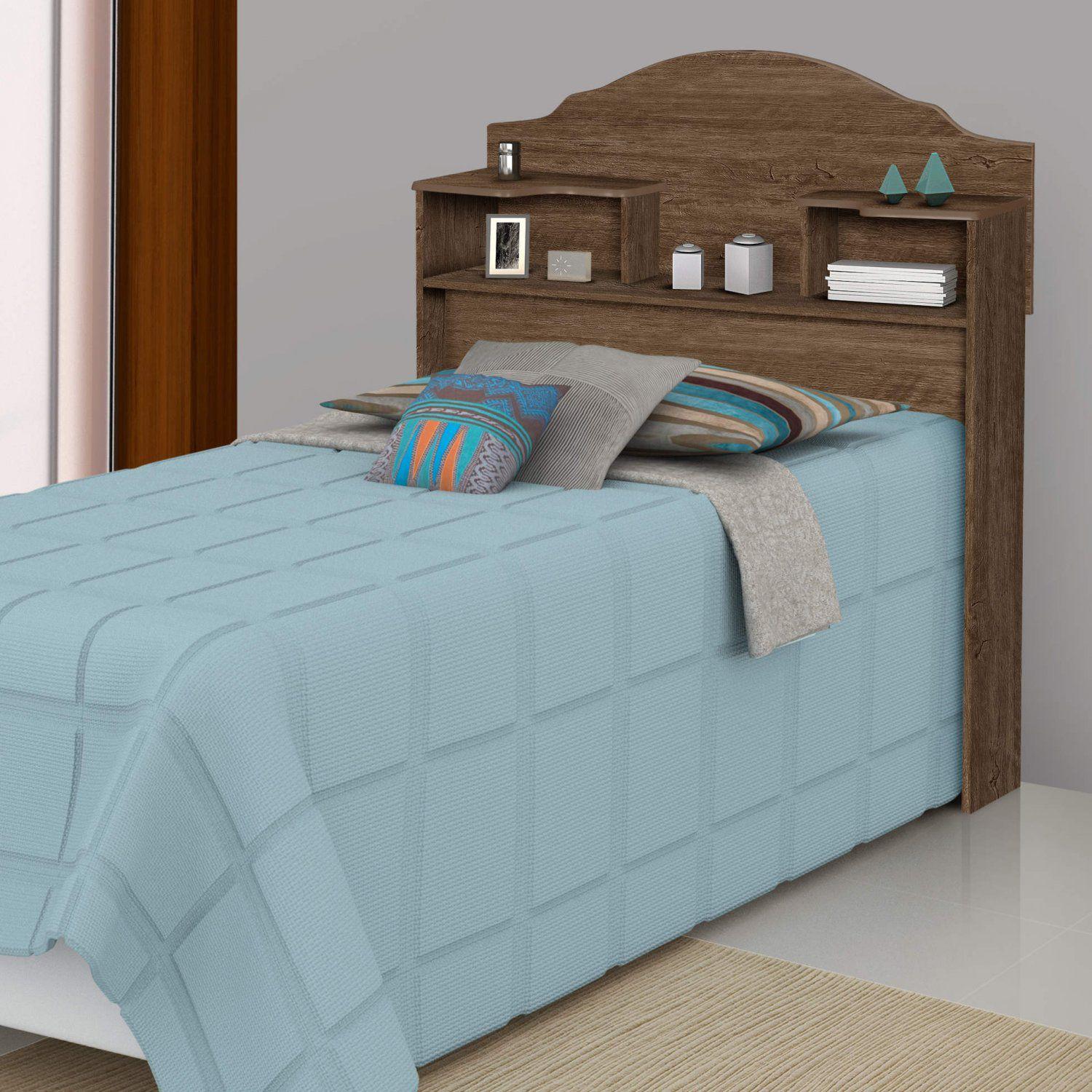 Cabeceira para Cama Box Solteiro 2 Nichos Evelyn Carmolar Mocaccino ...