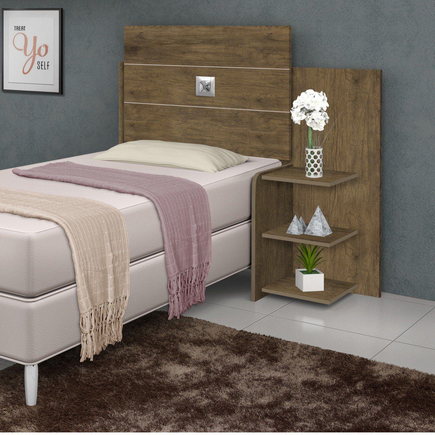 Cabeceira Solteiro com Prateleiras Acapulco J&A Móveis Jequitiba ...