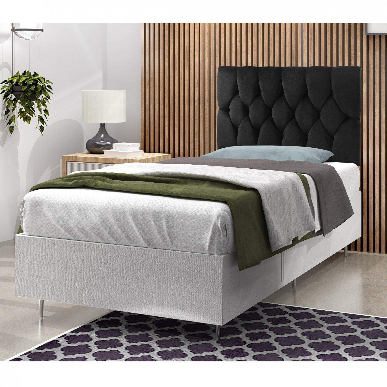 Cabeceira Solteiro Estofada Paolla J&A Móveis Preto - Cabeceira Cama ...