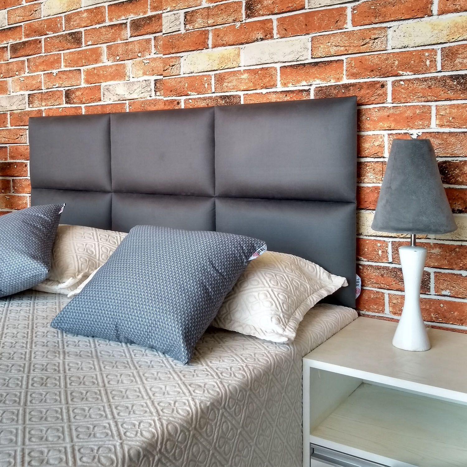 Cabeceira Solteiro Modulos Suede Liso Cinza 90 x 60 Rbl - Cabeceira ...
