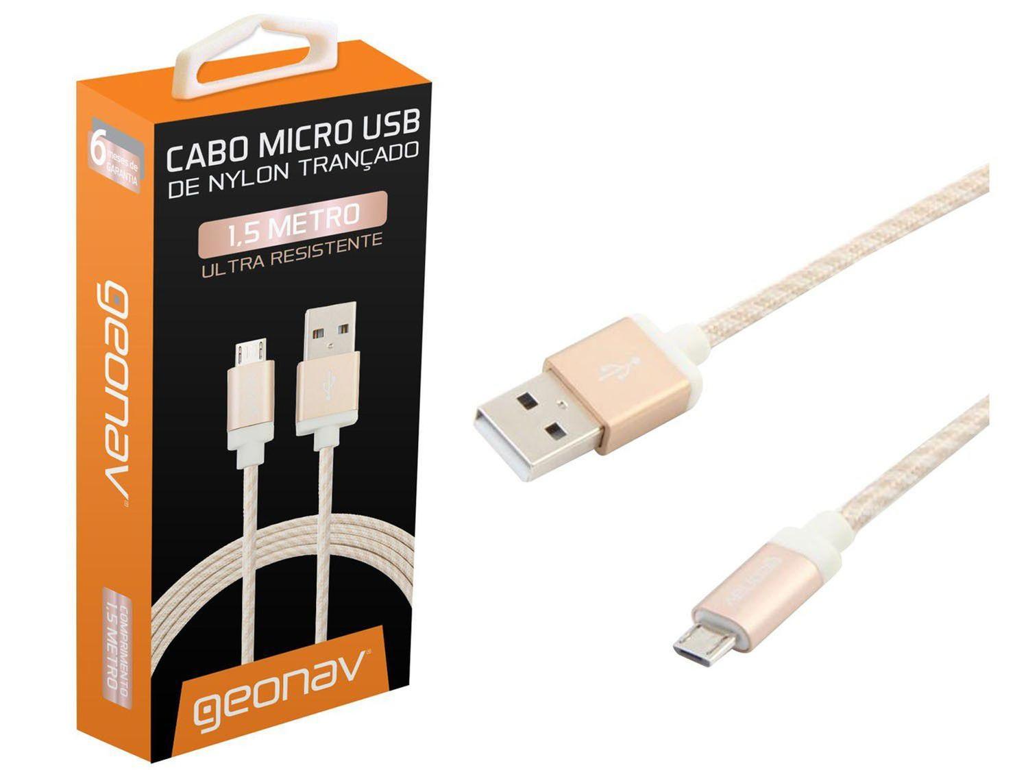 Cabo Micro USB 1,5m - Geonav MIC15G - Micro USB - Magazine Luiza