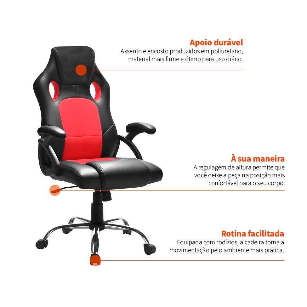 Cadeira Gamer Sarah Preta e Vermelha - Mobly - Cadeira Gamer - Magazine ...