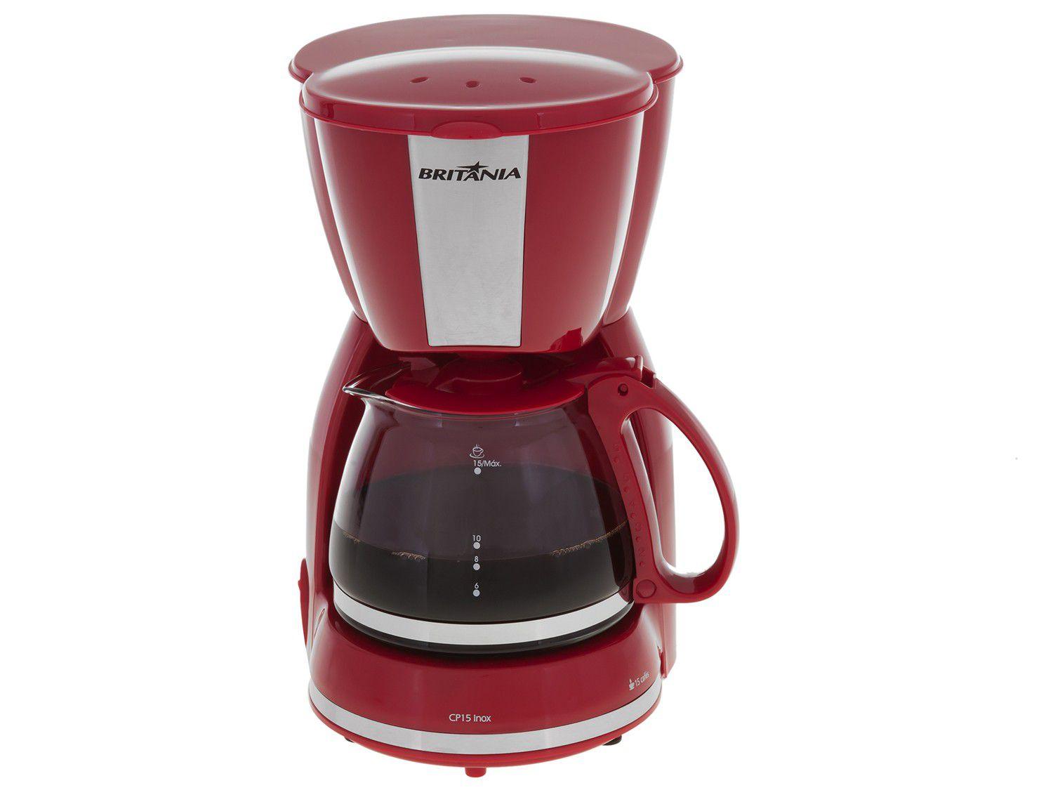 Cafeteira Elétrica Britânia CP15 Inox Vermelha - 15 Xícaras ...