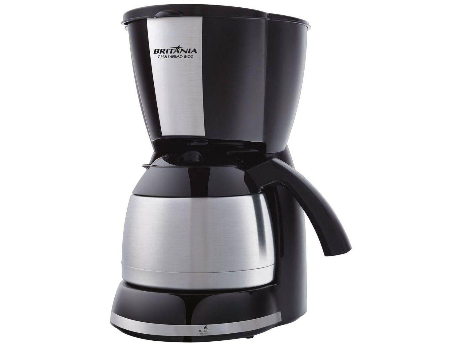 Cafeteira Elétrica Inox Britânia CP38 THERMO - Preta 38 Xícaras ...