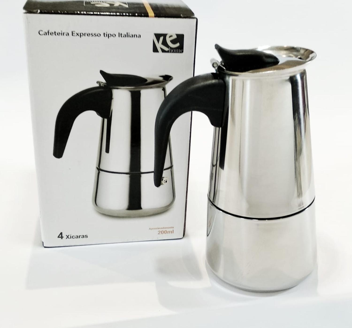 Cafeteira Inox Moka 4 Xícaras Tipo Italiana 200ml INMETRO Segurança e ...