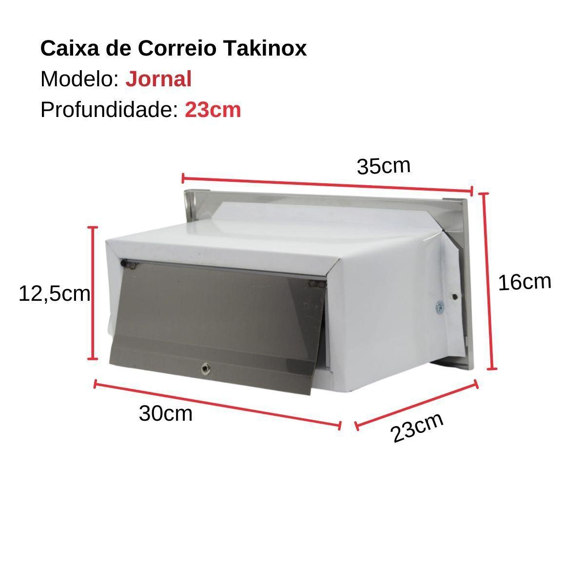 Caixa Correio Inox Carta Revista Jornal 23cm Profundidade DP - Takinox ...