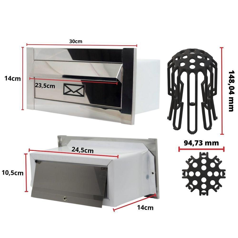 Caixa de Correio Inox Carta 14cm e 4 Ralo para Calha - Takinox - Caixa ...