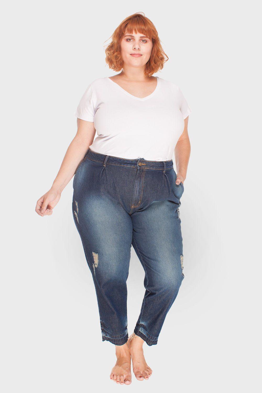 Calça Jeans Baggy Destroyed Plus Size - Bold - Calça Plus Size Feminina ...