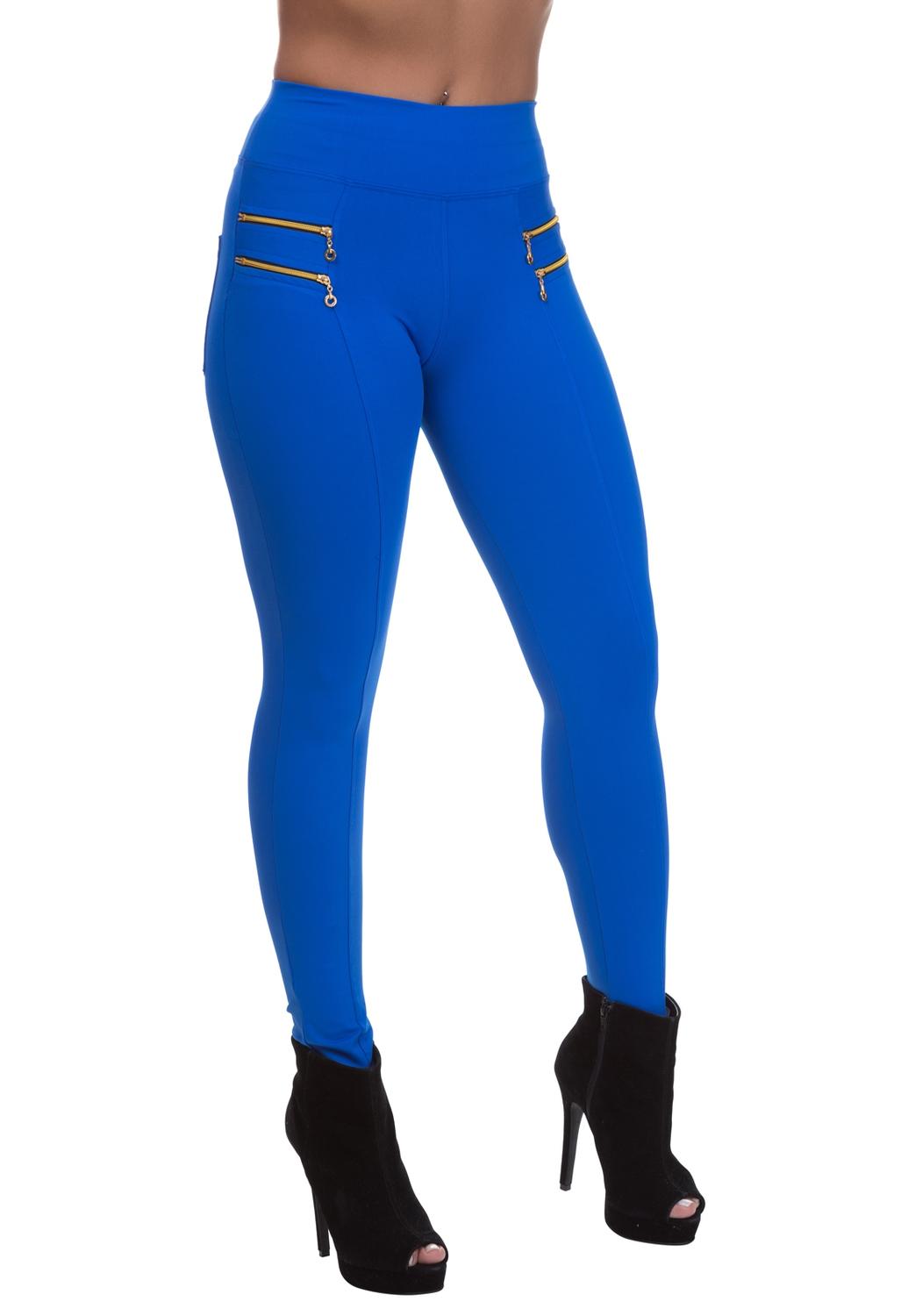 Calça Legging Feminina Miss Blessed Montaria Zíper Azul - Calça Legging ...